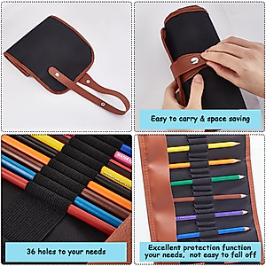 GORGECRAFT 36 Slots Canvas Pencil Roll Up Case Pencil Wrap Case Roll up Pouch Colored Pen Paint Wrap Organizer Holder Bag Brush Storage Charcoal Pencils Rolling Pouch for Painter Artist Black