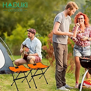 HADUKI Camping Chair Foot Stool,Folding Lightweight Stool Portable Collapsible Camping Stool Retractable Chairs with Carry Bag 220LBS Camping Stools for Indoor Or Camping Fishing Hiking BBQ(Orange)