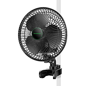 VIVOSUN AeroWave A6 6-Inch Clip-on Fan, Patented Portable Indoor Fan with Clip, 2-Speed Adjustment, Cord, Strong Airflow but Low Noise, and Fully-Adjustable Tilt for Grow Tent, Black