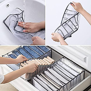 VANREYIN Extra Large 7 compartments Water Laundry Cabinet Clothes Storage Box, Jeans Compartment Storage Box 17.5-inch Foldable Closet Drawer Storage Box Bedroom