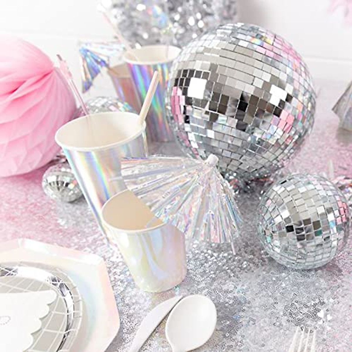 Newmemo 11pcs Disco Ball Cake Decoration Mirror Cake Topper 70's Disco Disco Ball Table Decorations Disco Ball Centerpiece Decor Dance Birthday 70s Theme Party