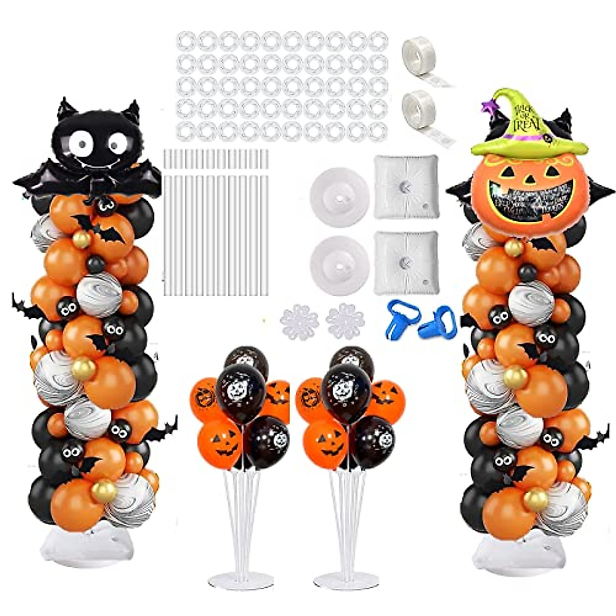 5FT Balloon Column Stand Kit Set of 2 Balloon Stands Arch Kit With Base 2 Table Balloon Stand Balloon Clips Knotter for Wedding Baby Shower Birthday Bachelorette Party Supplies