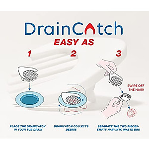 DrainCatch: The Easy to Clean Drain Hair Catcher, Clean with ONE Swipe, The ONLY Separating Bathtub Hair Strainer, Drain Protector, Drain Screen, fits All Standard tub Drain Sizes