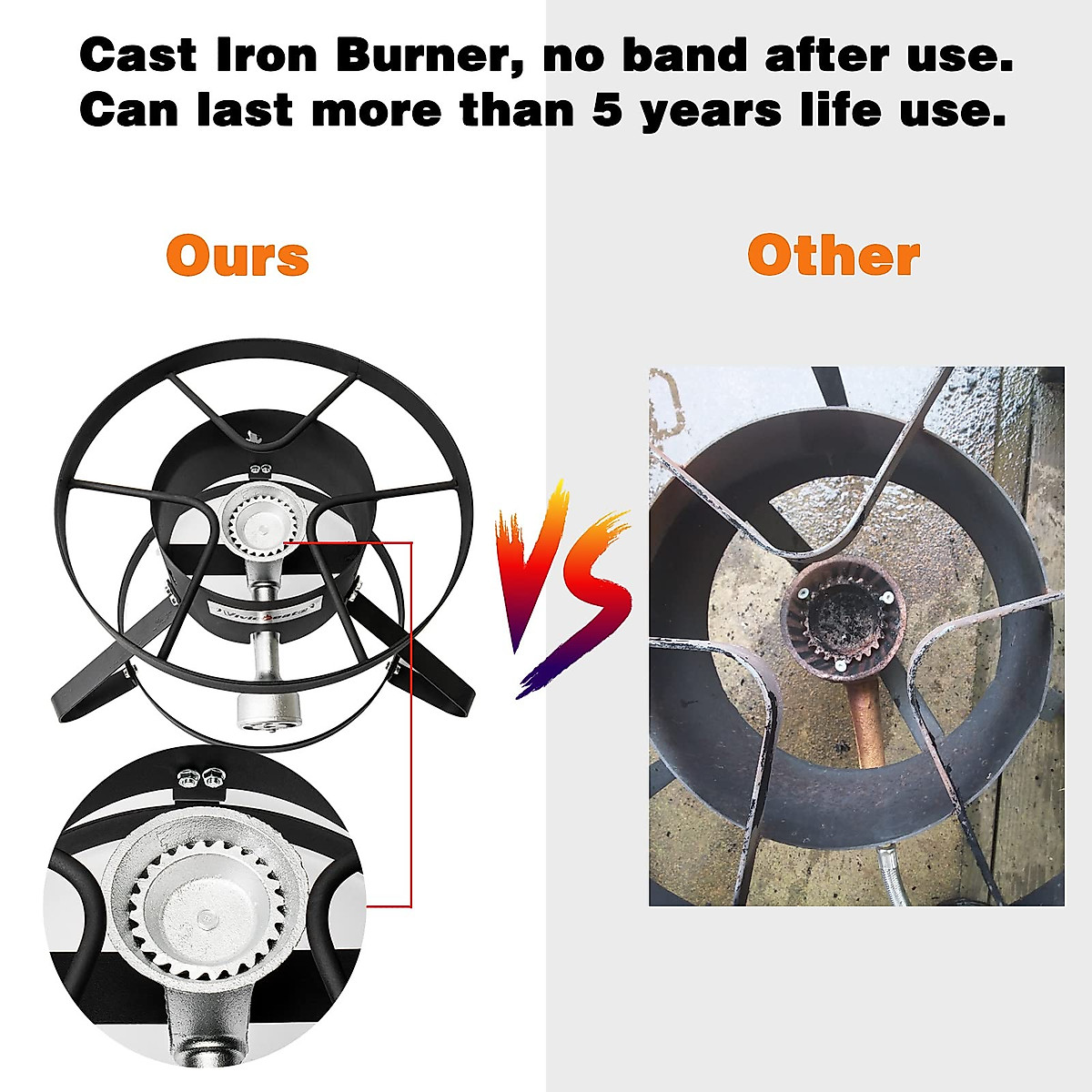 Vivicreate Turkey Fryer, Outdoor Stove, Burner, Camping Fish Fryer,15’’ Wide with High Pressure Steel Hose, Propane Burner Camp Single Cooking Range, HT-C-0015