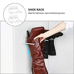 Holibanna Wall Mounted Shoe Rack 2pcs Wall Mount Boot Hanger Steel Shoes Holder Storage Organizer White Shoe Organizer Rack