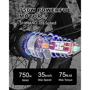 CycleOn Electric Bike for Adults: Valley Ride 750W Electric Bike 48V 10Ah Battery, 26'' Fat Tire Electric Bike Dual Shock Absorber, 7-Speed Electric Bicycles for Commute Mountain Beach Snow, Red