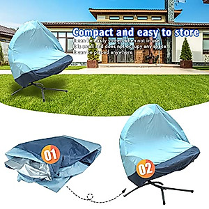73 Inch Patio Thicken Hammock Cover Waterproof, Outdoor Hanging Chaise Lounge and Stand Wind Resistant Cover, Weatherproof Outdoor Curved Steel Hammock Lounger Swing Chair Covers
