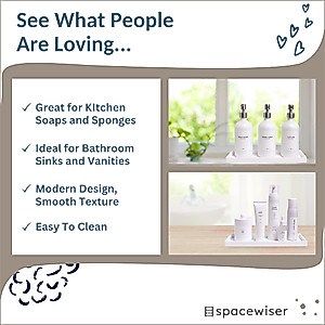 Spacewiser Countertop and Vanity Tray - 11.7" Silicone Bathroom Tray, Flexible Hand Dish Soap Holder for Kitchen, Bathroom Counter Organizer, Shower Toilet Tank Trays Décor, Sink Makeup Mat Oil, White