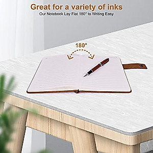 Brown A5 Lined Leather Journal Notebook for Men Women,5.9 X 8.4" Personalized Hardcover Journal with Pen,200 Pages 100 Gsm Thick Ruled Paper Daily Diary for School,Travel,Business,Work,Home Writing