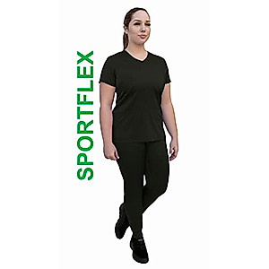 ANGIE UNIFORMS YOGAFLEX Tuck-in Top and Yoga Jogger Scrub Pants. Soft & Stretchy Tuck-in Set. (OLD BLACK, M)