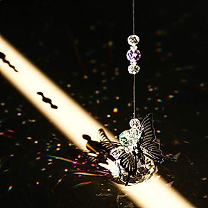 WEISIPU Crystal Hanging Decorations - Hanging Ornament Crystals Butterfly Suncatchers with Clear Crystal Ball for Home, Office, Garden Decoration, Window Decorations Hanging