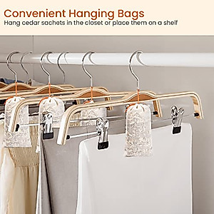 Homode Cedar Blocks for Clothes Storage, Scent Sachets for Drawers and Closets, Aromatic Cedar Wood Chips Shavings Bags, Cedarwood Hanger Rings, Pack of 10