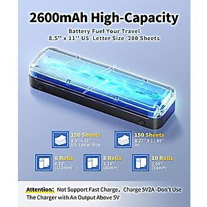 Phomemo Portable Printer,[Upgrade] M832 Inkless Printer,Portable Printers Wireless for Travel,8.5''x 11''Thermal Printer Support Multi Sizes for Home,Office,Car,Compatible with Phone &Laptop