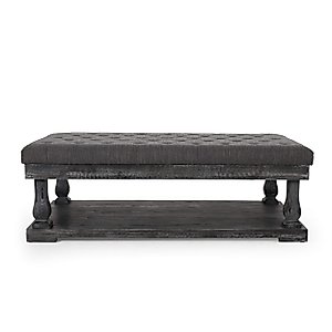 Christopher Knight Home Gavin Contemporary Fabric Rectangular Ottoman, Charcoal and Gray