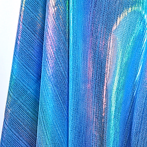 Shining Iridescent Hologram Laser Fabric Knit Crepe 58" Wide for Cloth Craft Upholstery by 2 Yards (72inch Sky)