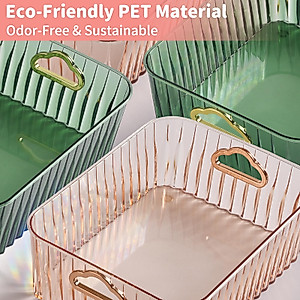 WINJECEI 2-Pack Green & Pink Makeup Organizers - 10 x 8 IN Large Capacity Vanity Organizers with Handle - Premium Perfume, Skincare Organizers