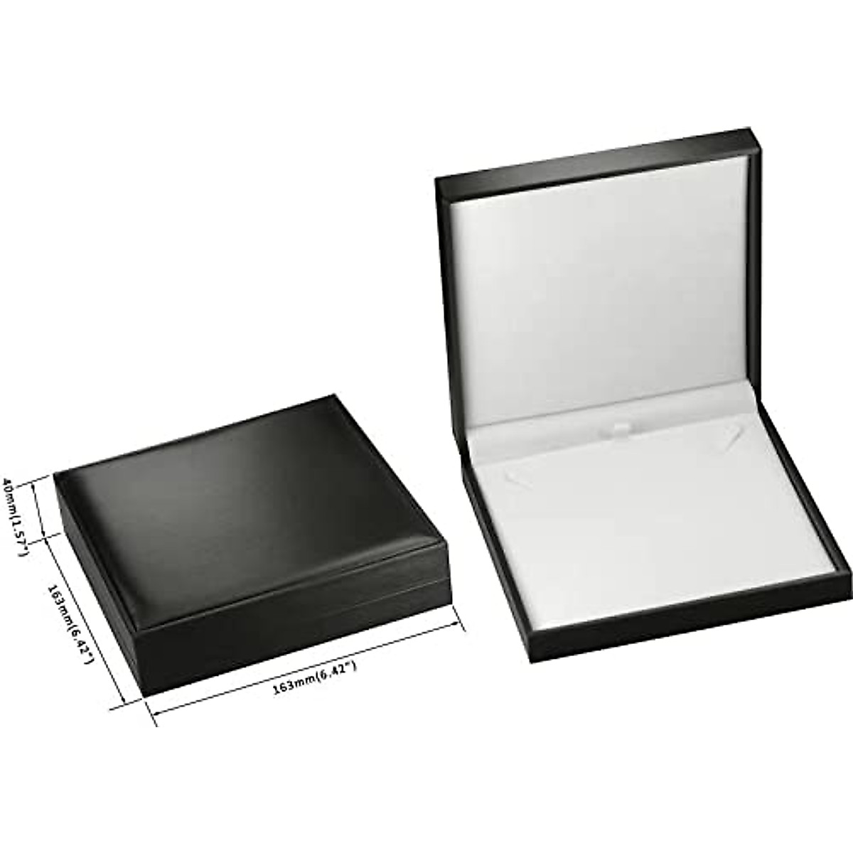 The Jewellery Pak Black Color Big Necklace Chain Gift Box Luxury Soft Touch PU Leather Material Necklace Storage Box Size 6.42 inch(W)6.42〞(D)1.57〞(H)
