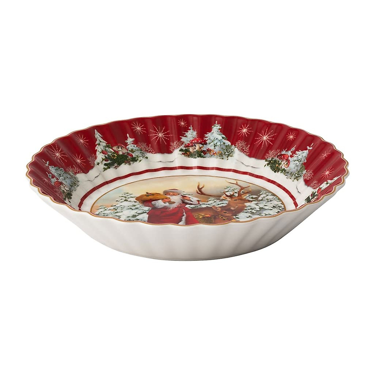 Villeroy & Boch - Toy's Fantasy Bowl Large, Exchanging Gifts 25 x x 4.5 cm, Premium Porcelain, Christmas Edition, 14-8332-3631, Red