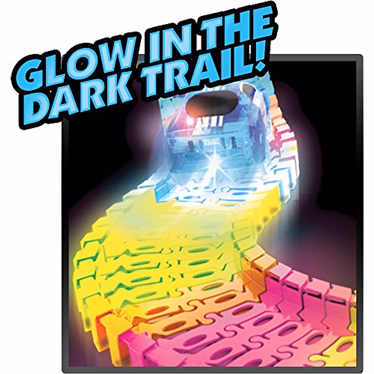 Mindscope Twister Tracks Neon Glow in The Dark 221 Piece (11 feet) of Flexible Assembly Track Emergency Series