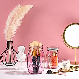 Amzcku 32 oz Pink-Purple Mason Jars with Lids, 6 Pack Wide Mouth Quart Canning Jar, Safe For Storage, Canning, Pickling, Preserving, Fermenting, DIY Crafts & Decor