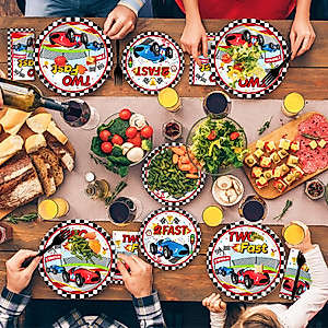 Kepeel 96Pcs Two Fast Birthday Party Supplies, Race Car 2nd Party Plates and Napkins Sets for Kids Boys Race Track Racing Sports Themed Two Years Old Party Baby Shower Decorations Favors, Serves 24