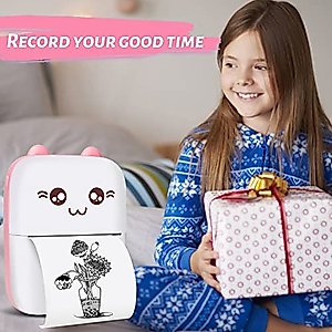 Mini Pocket Printer, Gifts for kids, Portable Thermal Printer for Pictures/Retro-Style Photos/Receipts/Notes/Lists/Label/ Memo/QR Codes, Bluetooth Wireless Smart Printer with Android or iOS APP (PINK)