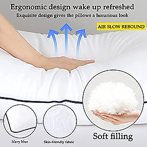 HOOMQING Bed Pillows 2 Pack - Standard Size Cooling Pillows for Sleeping Size Set of 2 for Side Back and Stomach Sleepers, Down Alternative Filling Luxury Pillows (White, Standard)
