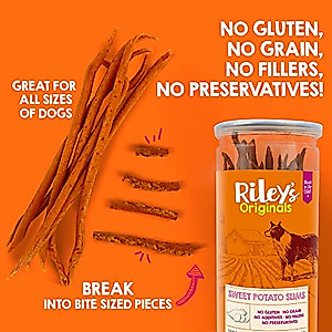 Riley's Slims Dried Sweet Potato Dog Treats - Dehydrated Chews for Dogs - Single Ingredient USA Sourced Made in The USA - 7.5 oz