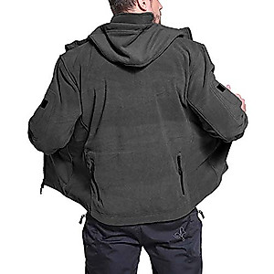 BIYLACLESEN Mens Warm Coat Military Coat Army Coat Hunting Hiking Coat Tactical Fleece Jacket Coat Zip Up Jackets Hoodie Fleece Gray S