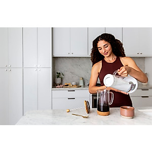 LifeStraw Home - Water Filter Pitcher, 7-Cup, White, Glass with Silicone Base, White, for everyday protection against bacteria, parasites, microplastics, lead, mercury, PFAS and a variety of chemicals