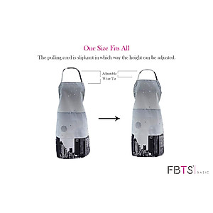 FBTS Basic Pack of 3 Adjustable Aprons for Women and Men, Water Resistant Aprons with 2 Pockets for Kitchen Cooking Baking Housework BBQ Drawing