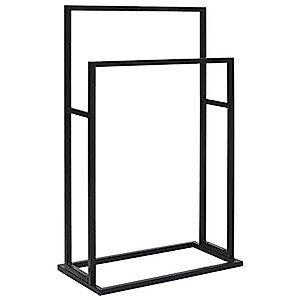 FAMIROSA Freestanding Towel Rack Black 18.9"x9.4"x30.9" Iron ( Weight: 4.59 lbs)