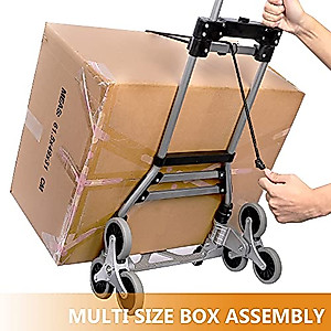 TOLEAD Foldable Stair Climbing Cart 180lb Capacity Convertible Hand Trucks and Dolly,Adjustable Height 3 in 1 Heavy Duty Stair Climber Cart with 10 Wheels