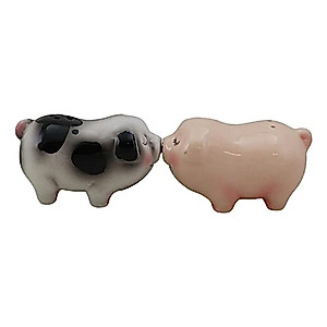 Ebros Gift Ceramic Star Crossed Lovers Chubby Country Farm Bacon Porky Pig Couple Kissing Salt And Pepper Shakers Set Valentines Pigs Piglets Figurines Party Kitchen Tabletop Collectible Accents
