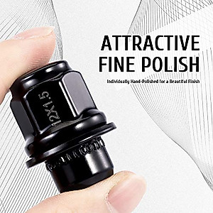 OMT M12x1.5 Lug Nuts with Mag Seat, 13/16" 21mm Hex 1.46x1.18 in. Blackened Wheel Lug Nuts Compatible with Toyota Lexus Scion Isuzu, Set of 24