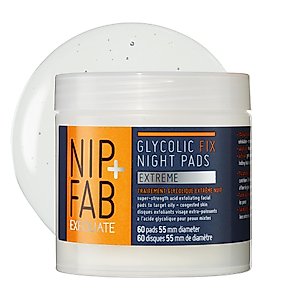 Nip + Fab Glycolic Acid Night Face Pads with Salicylic and Hyaluronic Acid, Exfoliating Resurfacing AHA Facial Pad for Exfoliation Even Skin Tone Blemish Control Pigmentation, 60 Pads, 2.7 Ounce