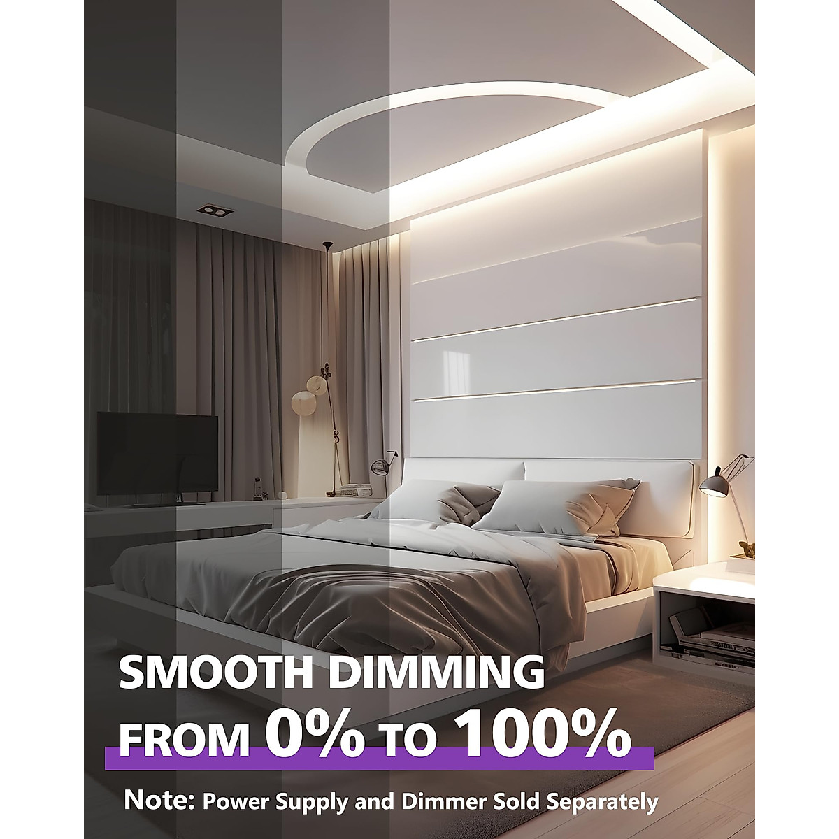 HitLights White LED Strip Lights 4000K 24V, 26.2ft Cuttable Tape Backed 3oz PCB, UL Listed, 1325 Lumen/m, CRI>95, IP20, Lighting for Living Room, Kitchen, Under Cabinets (Power Source Not Included)