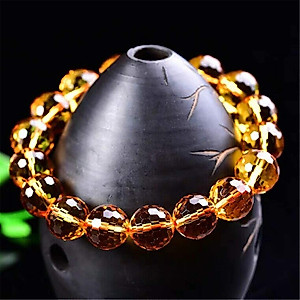Muko Gemstone 8mm Natural Citrine Quartz Yellow Clear Faceted Beads Bracelet Crystal Women Men AAAAA