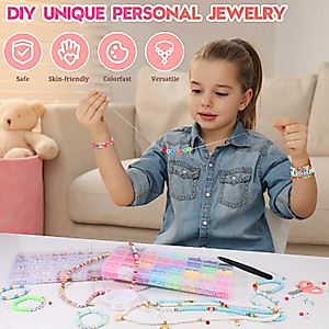 7340 Friendship Bracelet Kit,32 Colors Clay Beads Bracelet Making Kit,1260 pcs 10 styles of Letter, Number & Pattern Beads,Polymer Heishi Beads with Charm for Jewelry Making,Christmas Crafts Gifts