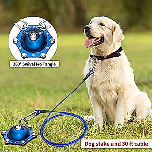 [New] 2023 Dog Tie Out Cable and Stake,360°Swivel Dog Anchor,30FT Dog Chain Leash,Heavy Dog Yard Stake Rust Proof Dog Run Can Hold 2 Dog Up to 150LBS,Suitable for Outdoor Camping