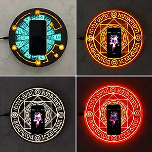 Sheikah Runes Wireless Charger Qi Phone Charging Pad LED Light Up Magic Circle Temple Elements