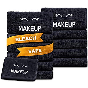 White Classic Bleach Safe Black Makeup Washcloths for Face Cleansing, 12 Pack - Super Soft Luxury Cotton Black Makeup Towels, Highly Absorbent and Quick Dry, All Makeup Remover Cloth | 13 x 13