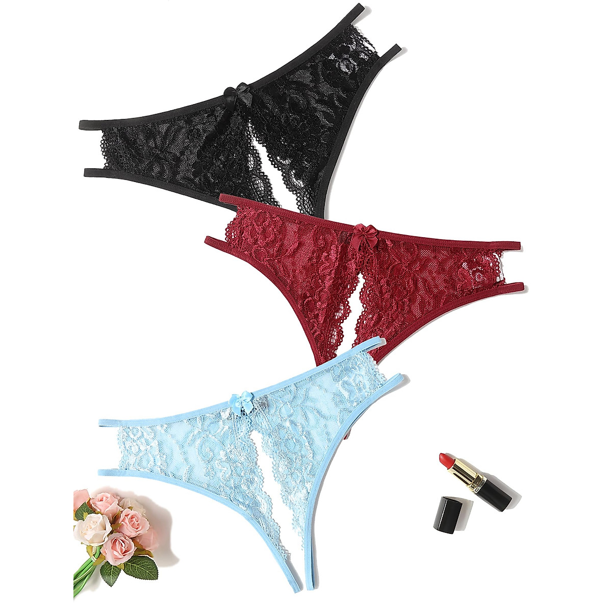 Avidlove Women Lace Panties Sexy Underwear lace hipster lingerie thong pack of 3 XX Large