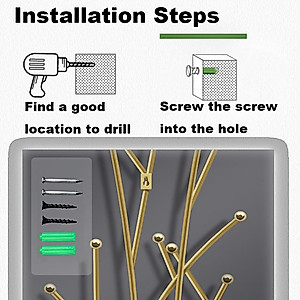 NOLLAM Coat Hooks Coat Hanger Wall Mount Metal Vertical Tree Branch Hat Rack Modern Wall Coat Tree Floating Coat Hook for Entryway Bedroom Bag Hat Rack, 80x31x14cm, Gold