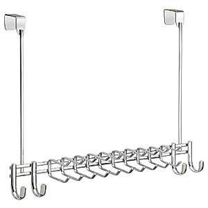 mDesign Over the Door Closet Organizer Rack for Ties, Belts - 24 Hooks, Chrome