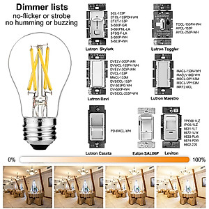 LiteHistory E26 Edison Bulb 6W=60 watt Light Bulb Dimmable Daylight 5000K Edison Light Bulb 60 Watt AC120V A15 led Bulb for Ceiling Fan,Vanity,Refrigerator,Wall scones 600lm E26 Light Bulb 6Pack