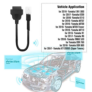 OBD2 Cable Connector Scanner for Yamaha FJR FZ09 FZ10 MT07 MT09 MT10 R1 R6 TMAX 530 XSR 700 900 XT1200ZE, 4 Pin Full Diagnostic Cable, OBDII Adapter Connector Cable Scan Tool for Motorcycle Bike ATV
