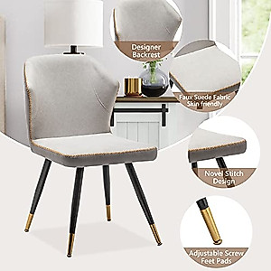 Apeaka Modern Upholstered Dining Chairs Set of 2, Armless Kitchen Dining Room Side Chairs, Home Desk Chair with Metal Legs Gray