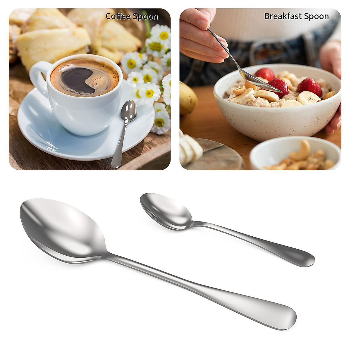 Reusable Utensils Set 12 Piece Portable Travel Flatware Sets, Mirror Polished Silverware Stainless Steel Cutlery Set for Kitchen Restaurant Hotel