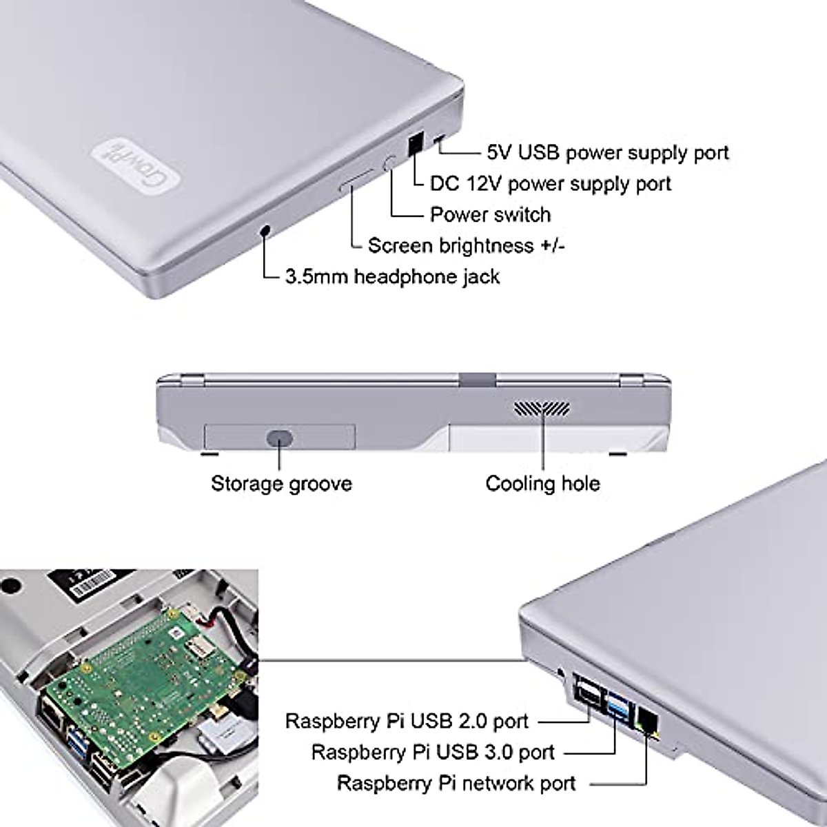 Crowpi2 Laptop for Raspberry Pi, Compatible with Raspberry Pi 4 Programming Learning Kit for Kids Adult - Basic Kit, RPI Not Included